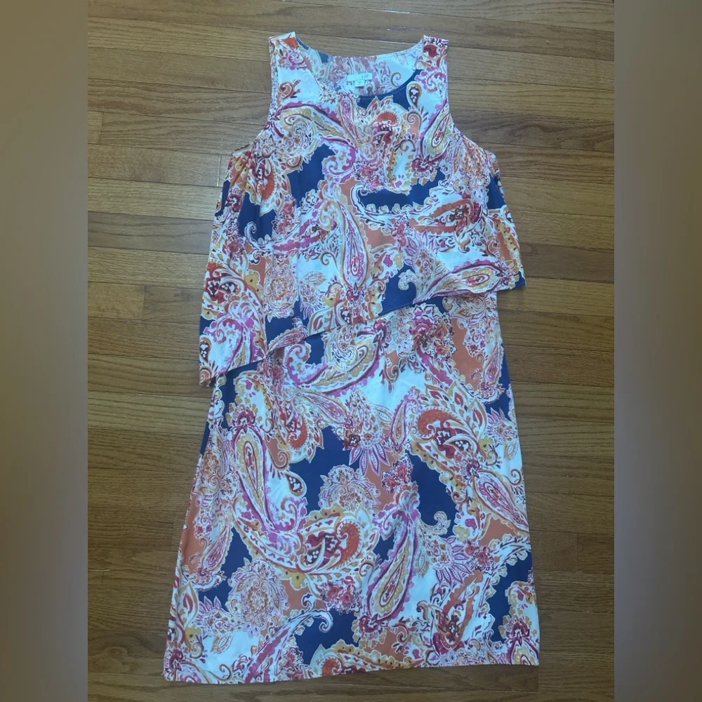 J. Jill | Dresses | J Jill Dress Size S Tall Orange Blue Paisley ...